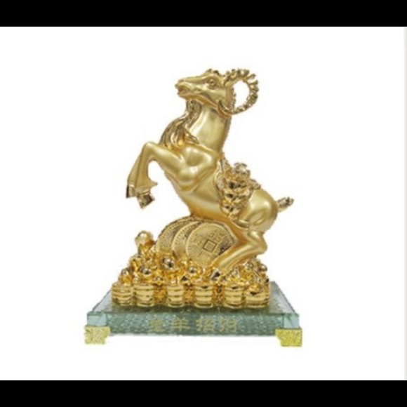 Accents | Feng Shui Gold Ram Coins On Crystal Base Statue | Poshmark